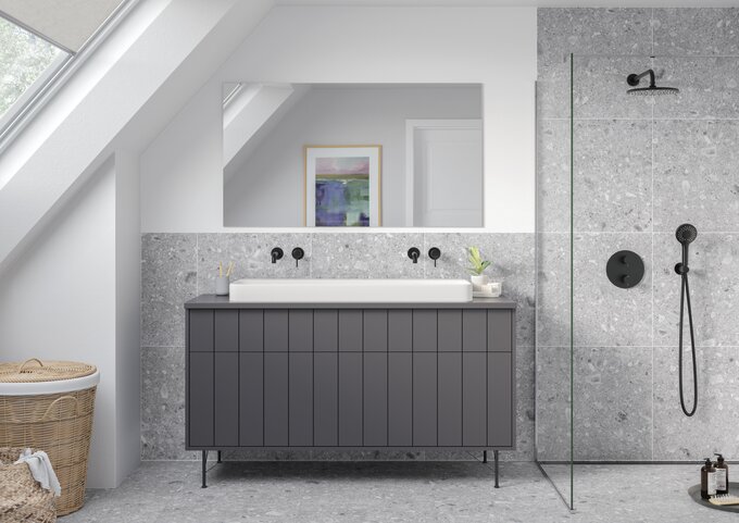 Concealed Matt black Silhouet HS1 - concealed shower system [https://damixa.com]
