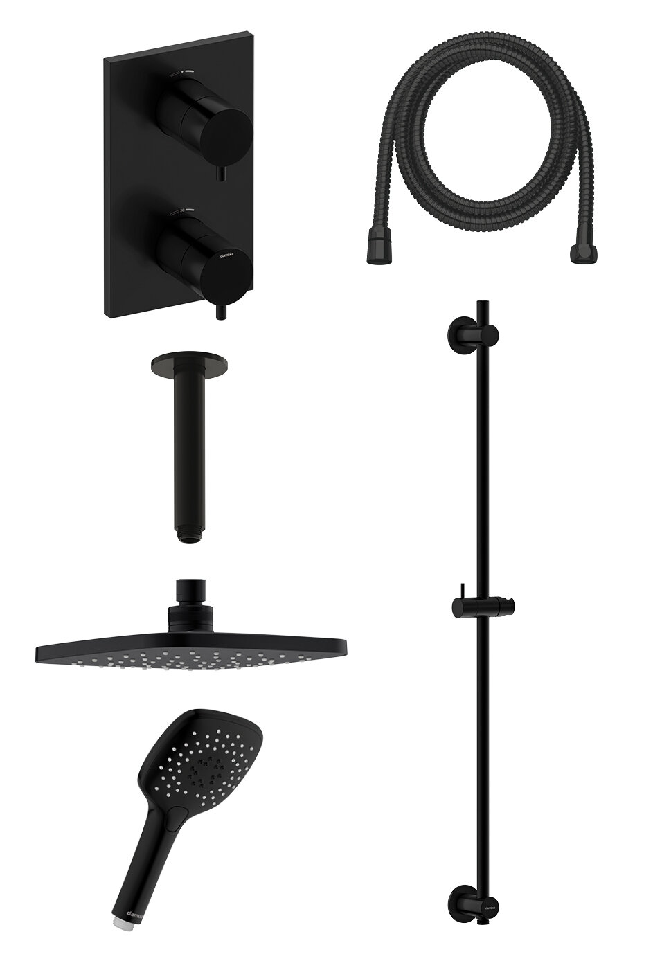 Concealed Matt black Pine SR 2 - concealed shower system [https://damixa.com]