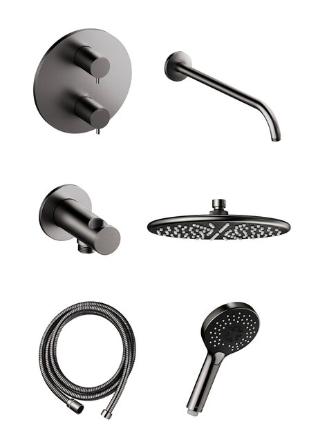 Concealed Graphite Grey PVD Silhouet HS1 - concealed shower system [https://damixa.com]