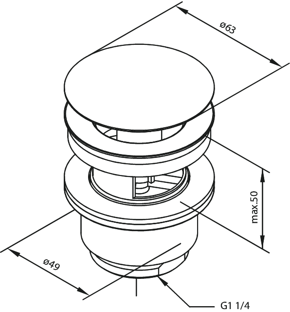 Bathroom Accessories Graphite Grey PVD Pop Up Waste with click-function [https://damixa.com]